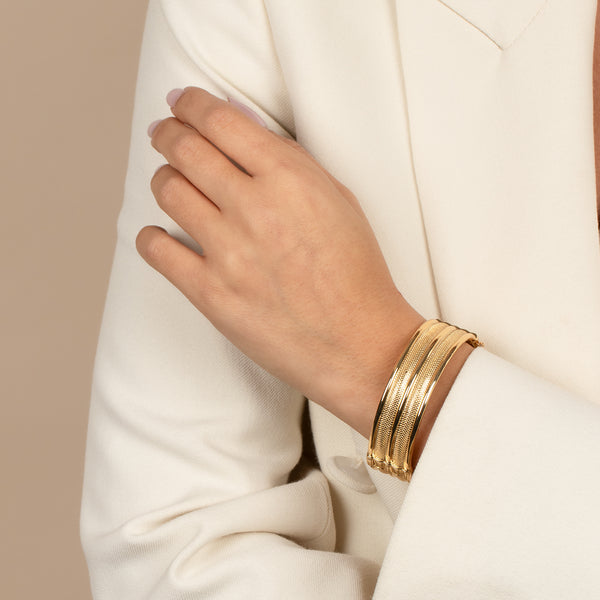 Solid Double Row Indented Bangle Bracelet – Adina Eden