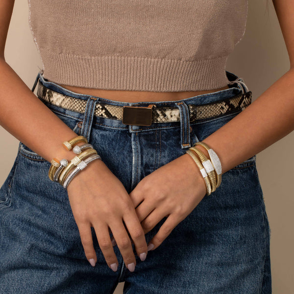 Pave Square Ridged Bangle Bracelet – Adina Eden