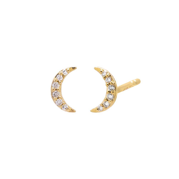Diamond Pave Crescent Stud Earring 14K – Adina Eden