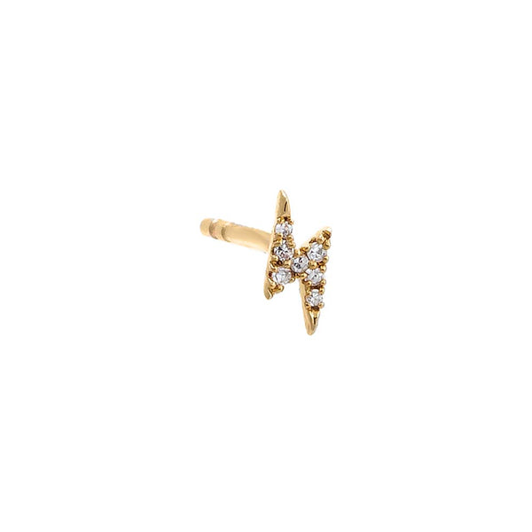 Diamond Pave Mini Lightning Bolt Stud Earring 14K – Adina Eden