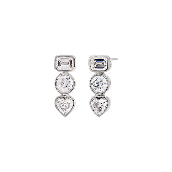 Lab Grown Diamond Bezel Multi Shape Stud Earring 14K – Adina Eden