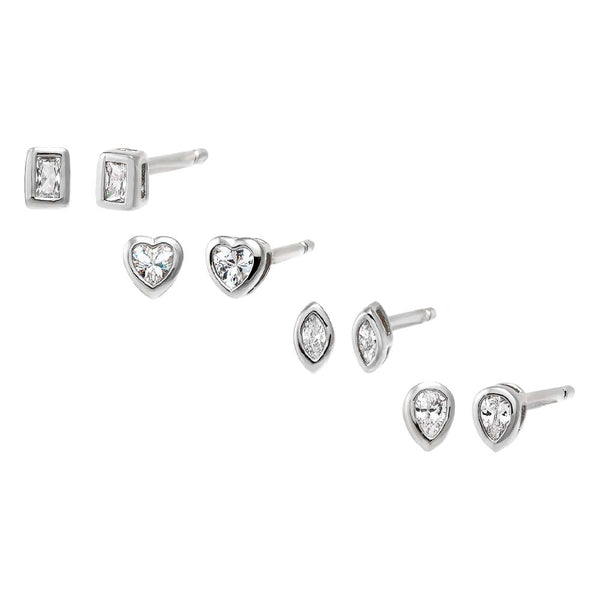 CZ Bezel Multi Shape Stud Earring Combo Set – Adina Eden