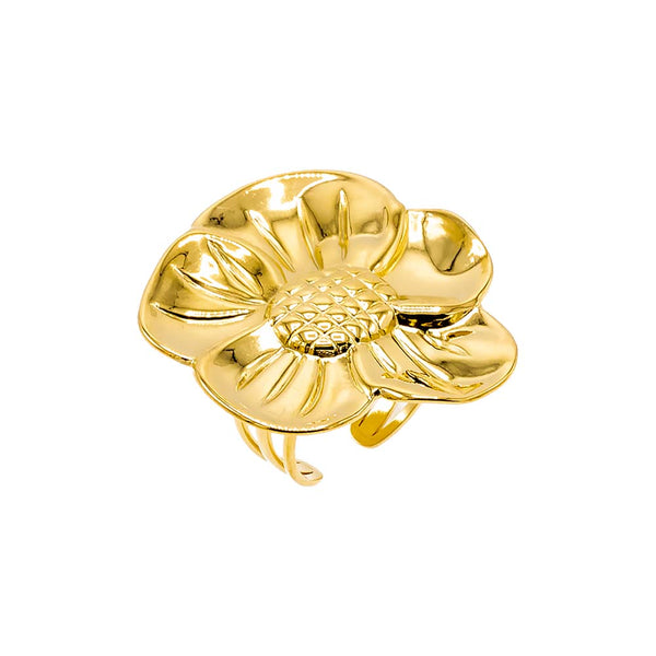 Solid Statement Flower Ring – Adina Eden