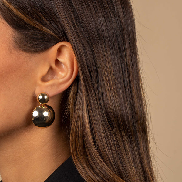 Graduated Double Ball Drop Stud Earring – Adina Eden