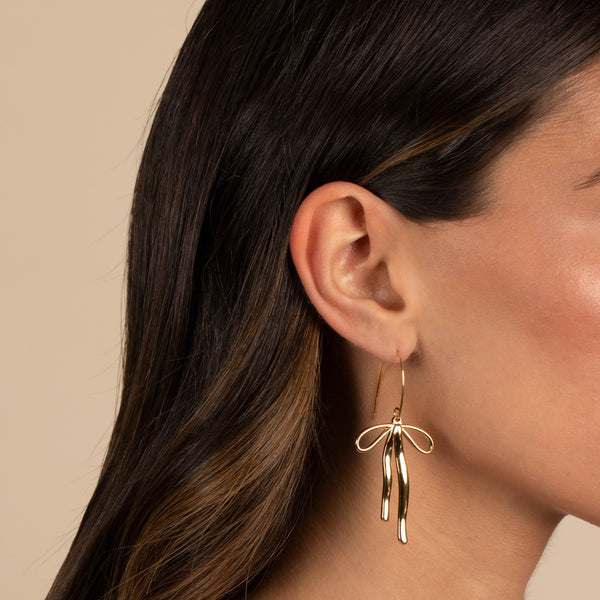 Solid Dangling Bow Tie Fish Hook Earring – Adina Eden