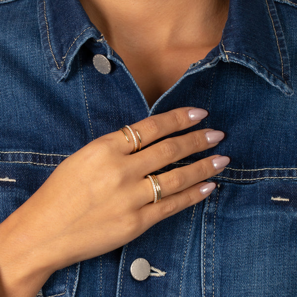 CZ Pave X Solid Triple Wrap Ring – Adina Eden