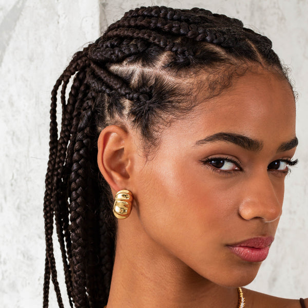 Solid Indented On The Ear Stud Earring – Adina Eden