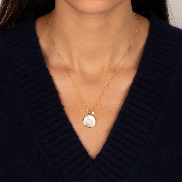 MOP Evil Eye Disc Pendant Necklace – Adina Eden
