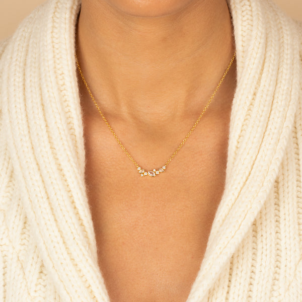 CZ Multi Shape Scatered Bezel Bar Necklace – Adina Eden