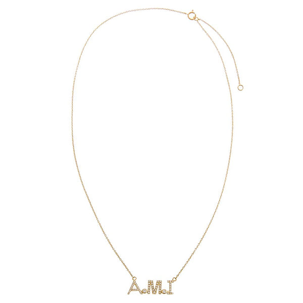 Adina Eden Diamond Block Monogram Nameplate Necklace | 14K Personalized ...