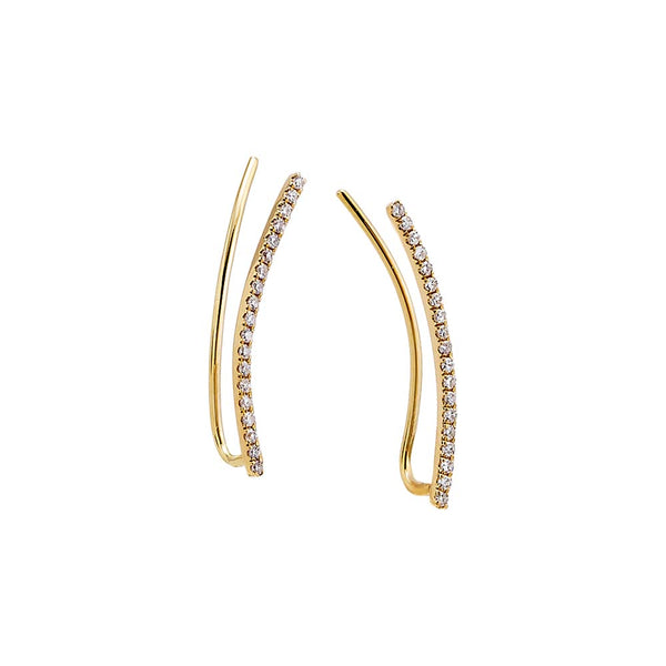 Diamond Pave Curved Bar Ear Climber Earring 14K – Adina Eden