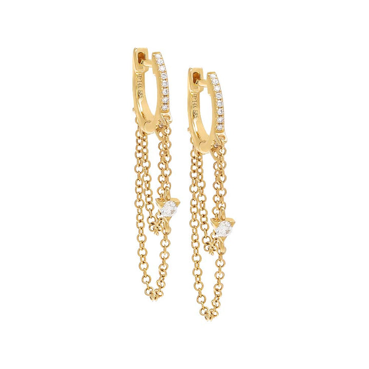 Pave Diamond Double Chain Huggie Earring 14K – Adina Eden