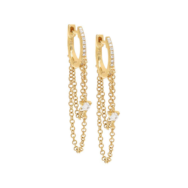 Pave Diamond Double Chain Huggie Earring 14K – Adina Eden