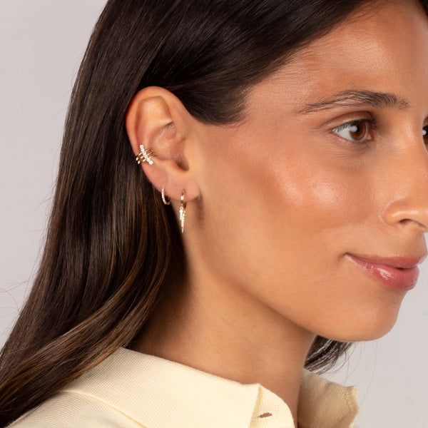 Diamond Curved Bar Wide Ear Cuff 14K – Adina Eden