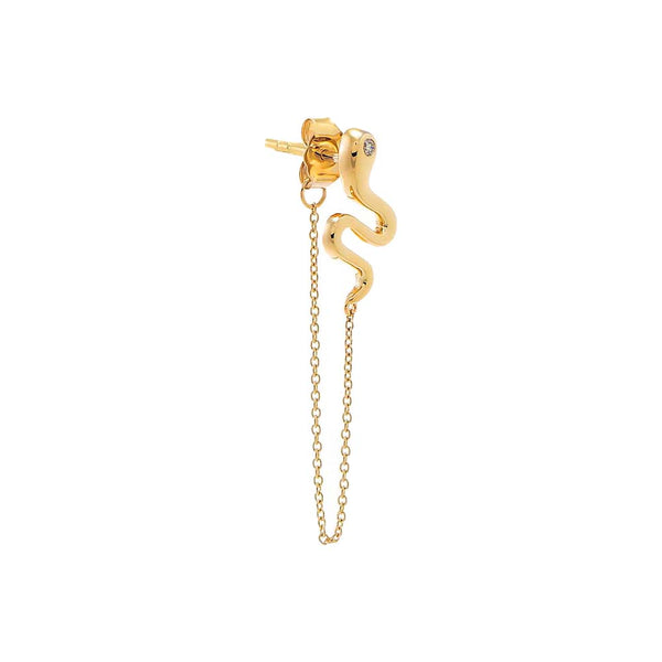 Diamond Snake Front Back Chain Stud Earring 14K – Adina Eden