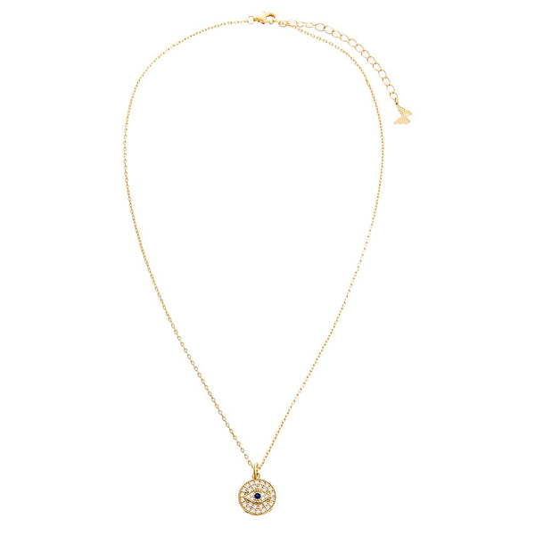 Pavé Colored Evil Eye Disc Necklace | Adina Eden Jewels