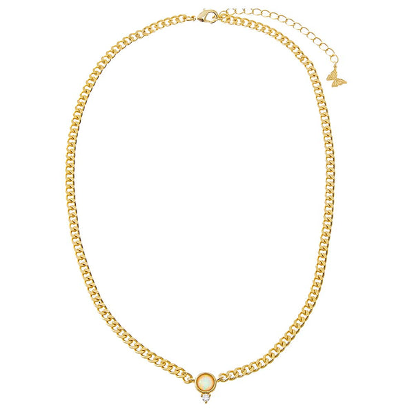 CZ X Opal Cuban Link Pendant Necklace – Adina Eden