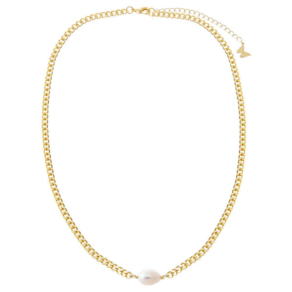 Pearl Pendant Cuban Chain Necklace – Adina Eden