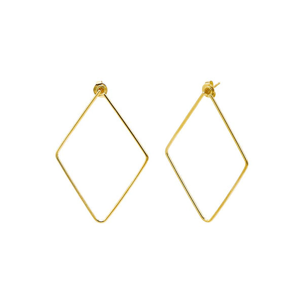 Thin Open Diamond Shape Stud Earring – Adina Eden