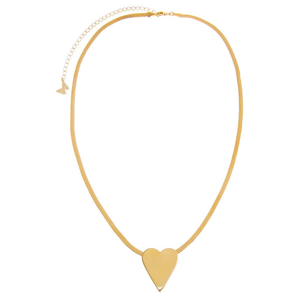 Solid Heart Pendant Herringbone Necklace – Adina Eden