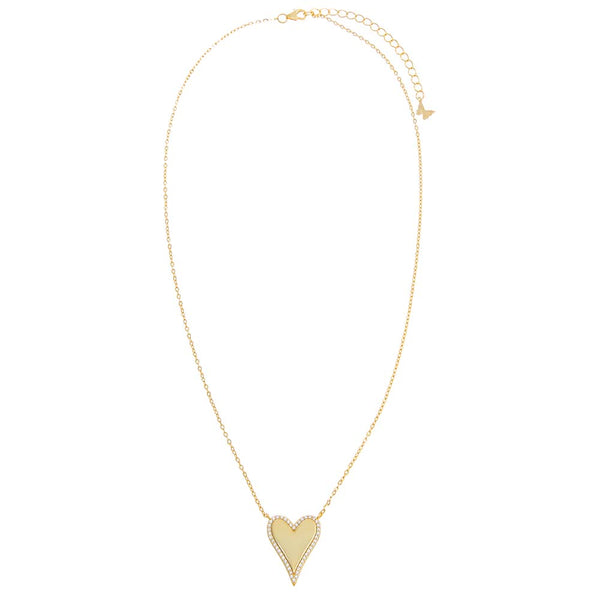 Pave Outlined Elongated Heart Necklace – Adina Eden