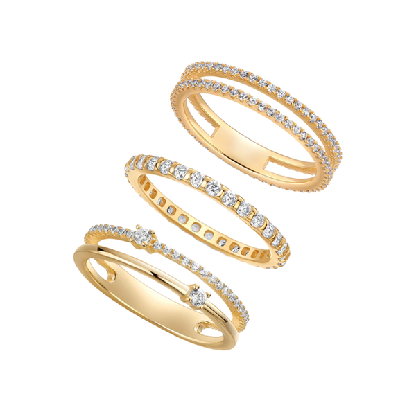 CZ Pave Stackable Band Rings Combo Set – Adina Eden