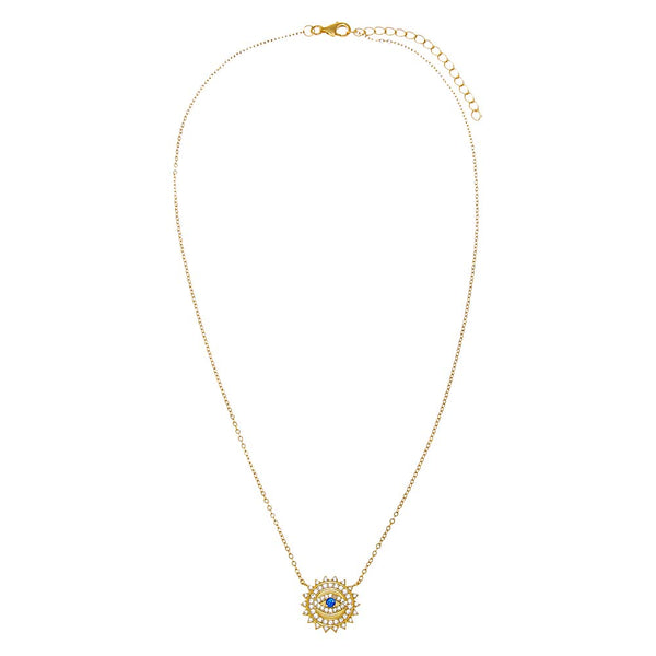 Colored Evil Eye Disc Pendant Necklace – Adina Eden