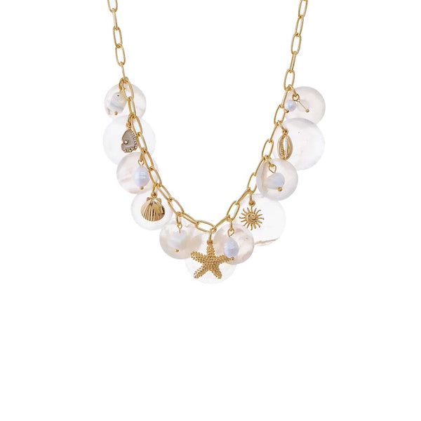 Seashell Disc Charm Necklace – Adina Eden