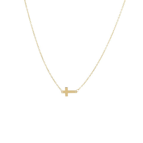 Mini Solid Cross Necklace 14K | Adina Eden Jewels