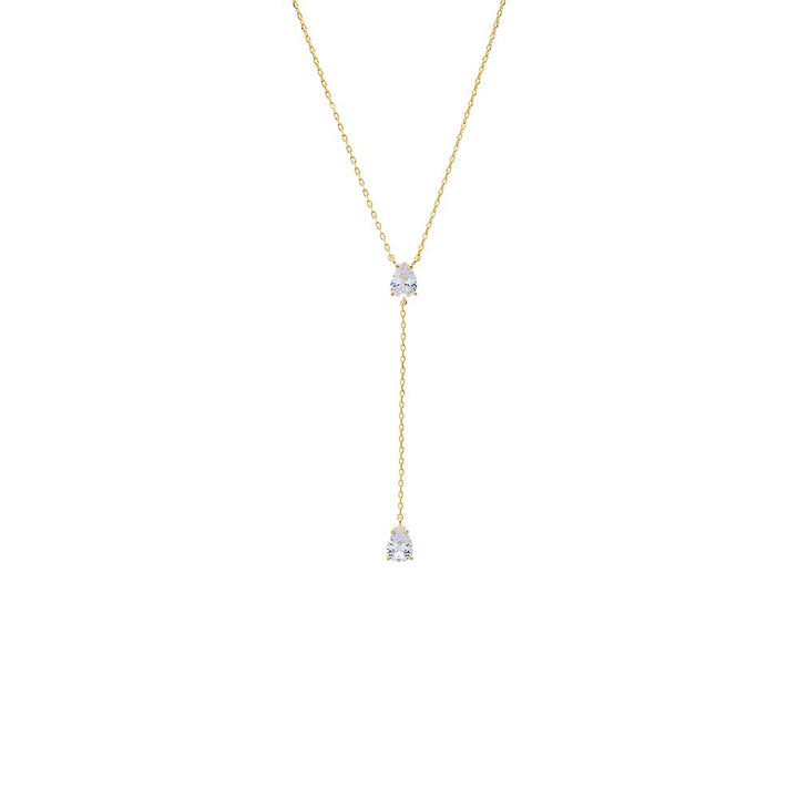 Double Pear Drop Chain Lariat Necklace – Adina Eden