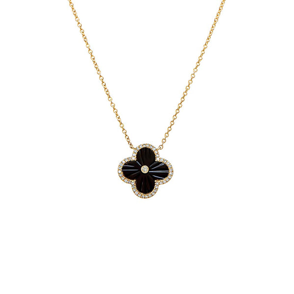 Diamond Pave Outline Colored Stone Pendant Necklace 14K – Adina Eden