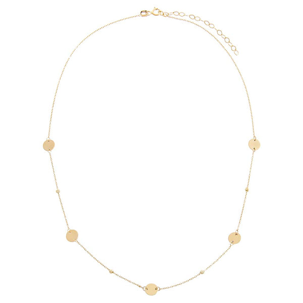 Solid Embedded Discs Beaded Chain Necklace 14K – Adina Eden