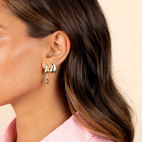 Curved Teardrop On The Ear Stud Earring – Adina Eden