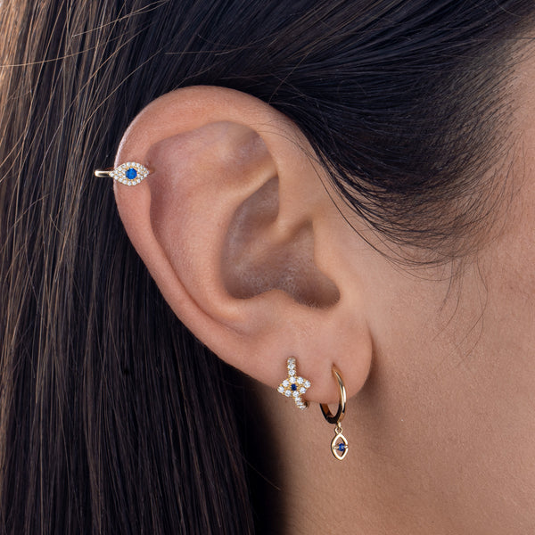 Diamond Evil Eye Ear Cuff 14K | Adina Eden Jewels