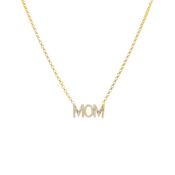 MOM Pavé Block Nameplate Chain Necklace – Adina Eden