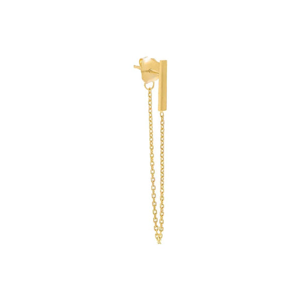 Solid Bar Chain Drop Stud Earring 14K | Adina Eden Jewels