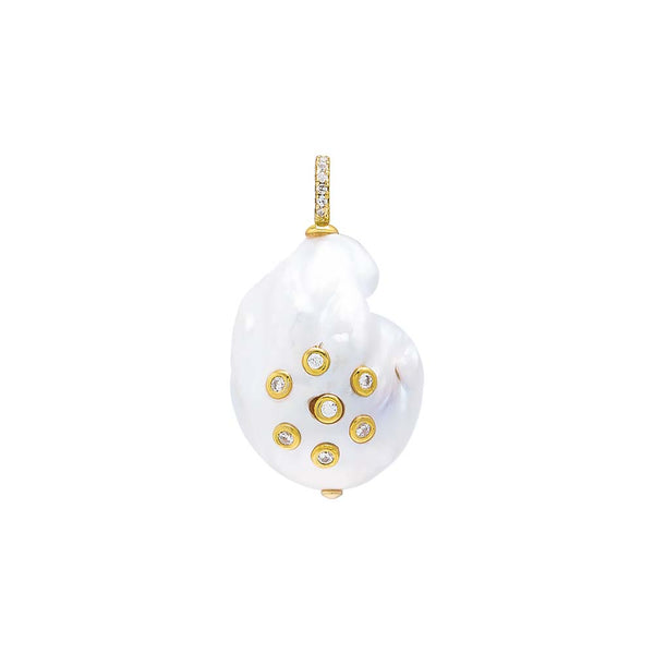 Multi CZ Bezel Pearl Necklace Charm – Adina Eden