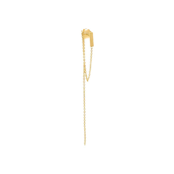 Solid Bar Double Chain Drop Down Stud Earring 14K | Adina Eden Jewels