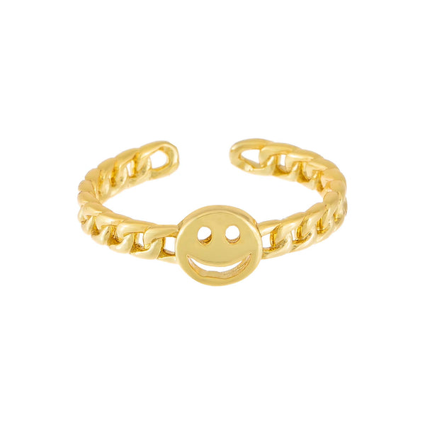 Smiley Face Chain Ring | Adina Eden Jewels