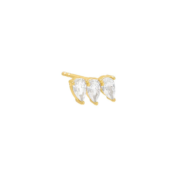 Triple Teardrop Curved Bar Stud Earring | Adina Eden Jewels