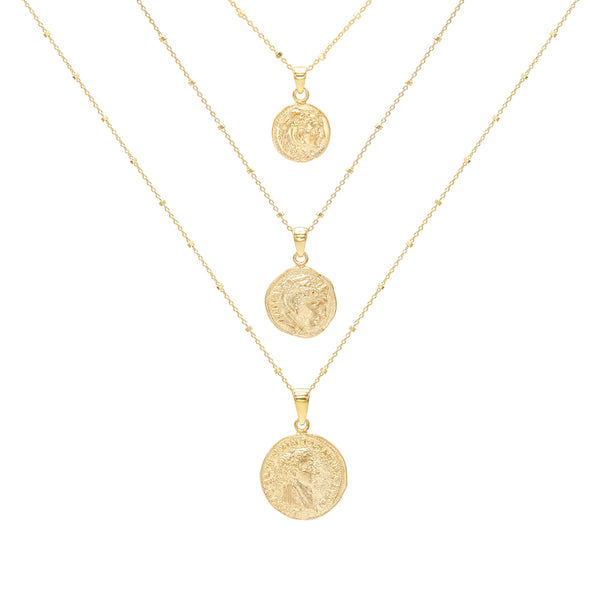 Gold Three Piece Coin Set Necklace | Adina Eden Jewels