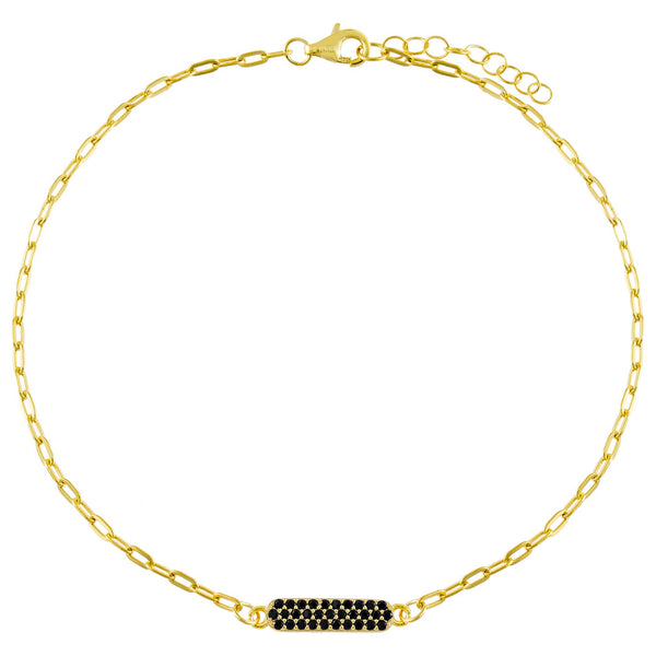 Pavé Onyx Bar Link Anklet | Adina Eden Jewels
