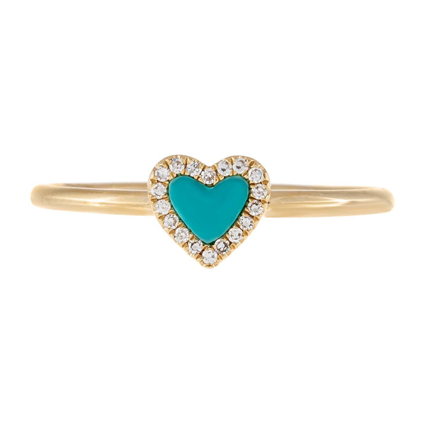 Diamond Turquoise Heart Ring 14K | Adina Eden Jewels