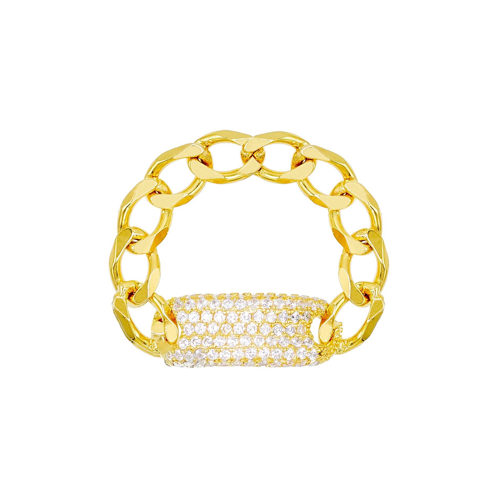 Pavé Chain ID Link Ring – Adina Eden