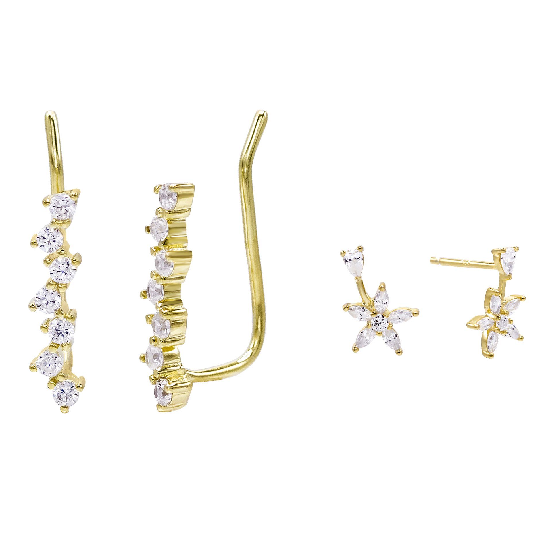 CZ Flower Earring Combo Set | Adina Eden Jewels