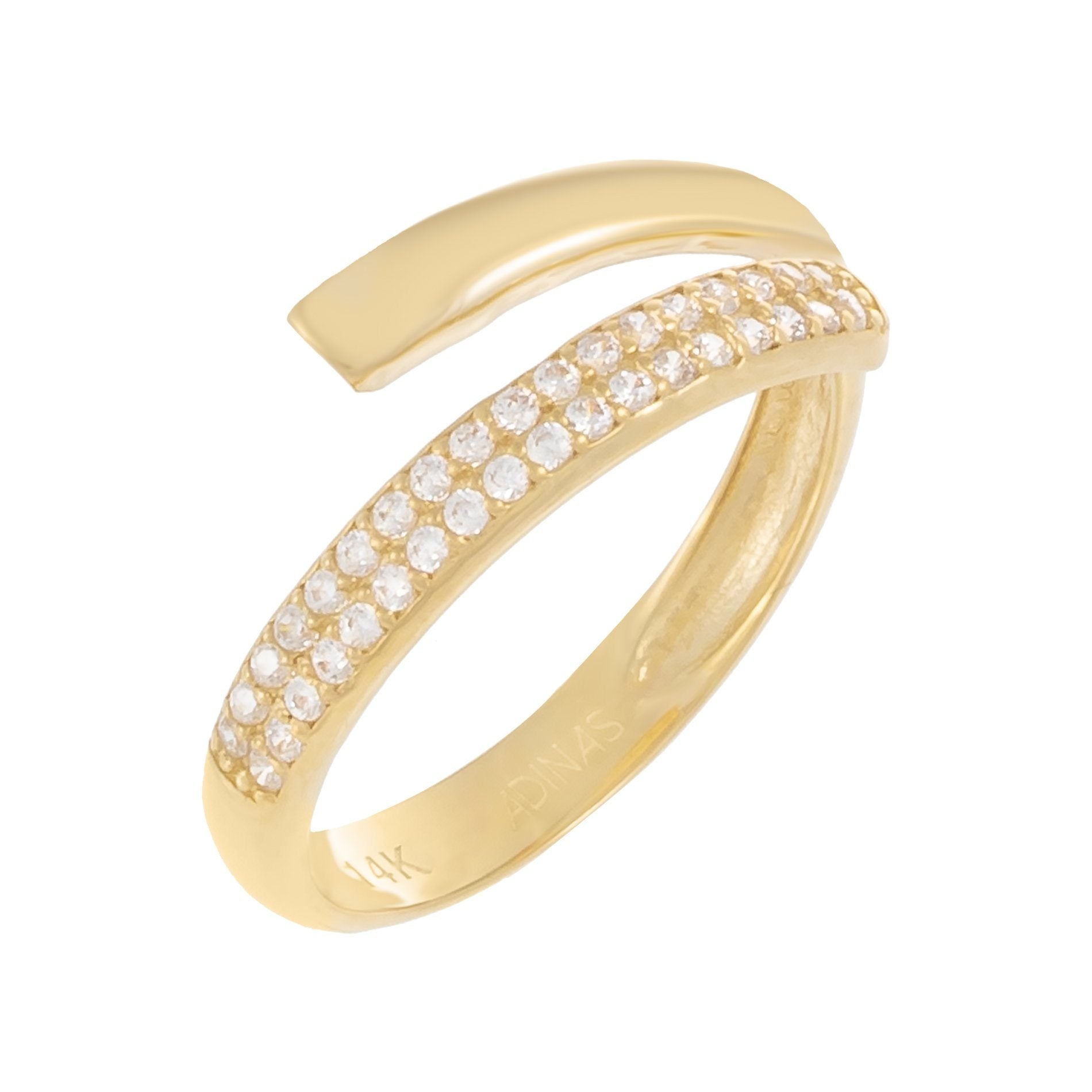 CZ Pavé/Solid Wrap Ring 14K | Adina Eden Jewels