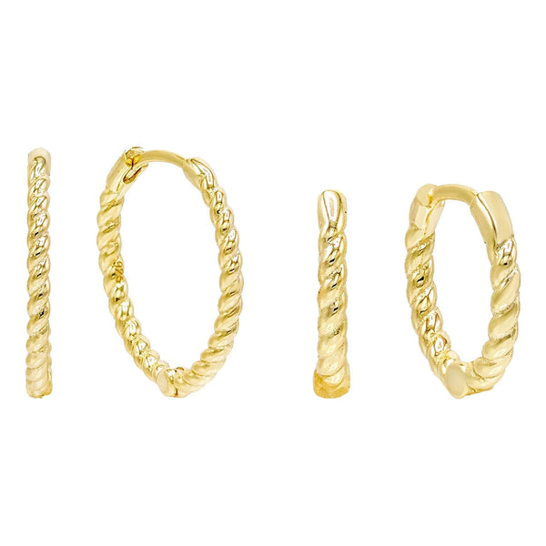 Double Rope Huggie Earring Combo Set | Adina Eden Jewels