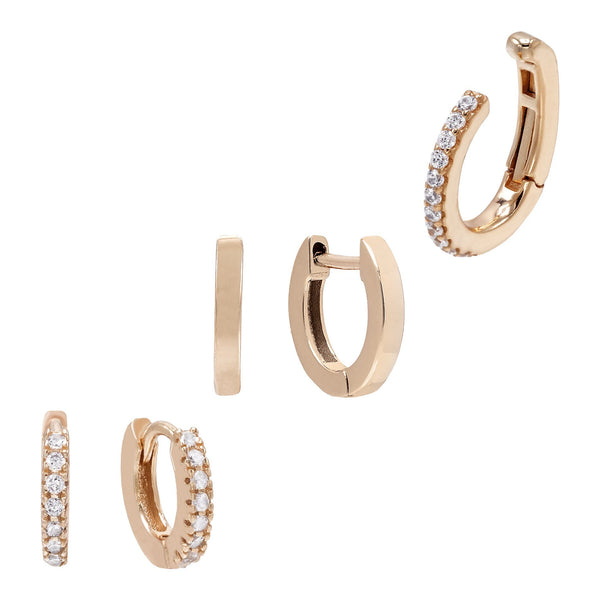 CZ X Solid Earring Combo Set | Adina Eden Jewels