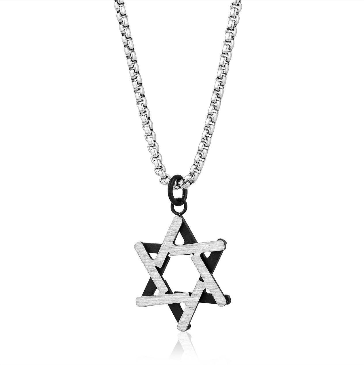 Mens Silver Two-Tone Star of David Necklace | Adina Eden Jewels
