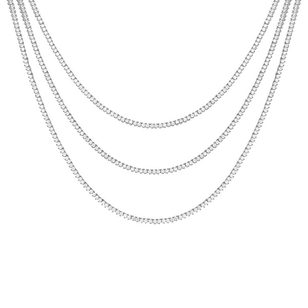Thin Three Prong Tennis Necklace | Adina Eden Jewels